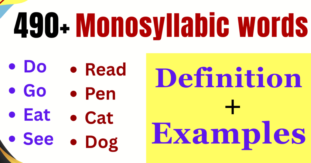 Top 490+ Monosyllabic Words (A-Z) •1-Syllable Words •Monosyllables ...